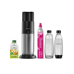 SodaStream DUO Wassersprudler Titan + Rote Beeren zero Sirup Virtuelles Bundle (1x Glasfl. 1L + 1x KSTFL 1L, 1x QC, 1x Rote Beeren Zero 440ml)
