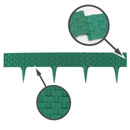 Aquagart Rasenkante Rattanoptik I Gr&uuml;n I 20x80 cm Module I Kunststoff Beeteinfassung f&uuml;r Beet-& Rasenabgrenzungen I Flexible Beetumrandung