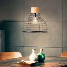 BRILLIANT LEUCHTEN Brilliant Avia Pendelleuchte Holz hell, Schwarz, 1-flammig