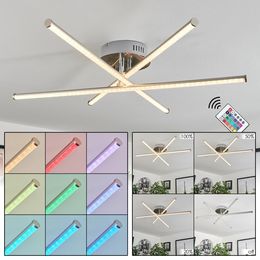 hofstein Noppa Deckenleuchte LED Chrom, Nickel-Matt, 3-flammig, Fernbedienung, Farbwechsler