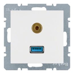 Berker Steckdose USB/3,5mm Audio polarwei&szlig; matt 3315391909)