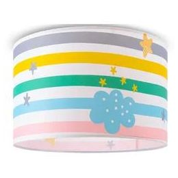 Paco Home Deckenleuchte "Tweet 462", wei&szlig;, 1, &Oslash; 45,5cm H: 29,5cm, Leuchten, Lampe Kinderzimmer Babyzimmer Deckenlampe Streifen Regenbogen E27, Kinderlampe
