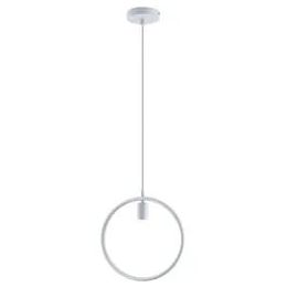 Paco Home Pendelleuchte "JACOB", wei&szlig;, 1, &Oslash; 32cm H: 32cm, Leuchten, H&auml;ngelampe Esszimmer Rund Ring 1,5m Textilkabel K&uuml;rzbar E27, Pendelleuchte