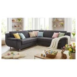 Ecksofa Trendmanufaktur "Rondo wahlweise mit Schlaffunktion, bequeme Armlehnen", grau (anthrazit), B:267cm H:85cm T:247cm, Microfaser PRIMABELLE (100% Polyester);Kunstleder SOFTLUX;Struktur (54% Polyacryl, 46% Polyester);NaturLEDER (echtes Rindsleder) in Sitz und R&uuml;cken, Korpus Kunstleder SOFTLUX, Sofas, Ecksofa, L-Form, wahlw.mit Federkern, F&uuml;&szlig;e chromfarben, Unser Dauertiefpreis