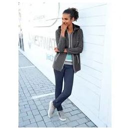 Fleecejacke Casual Looks, Damen, Gr. 44, grau (anthrazit, meliert), 100% Polyester, unifarben, Jacken Fleecejacke