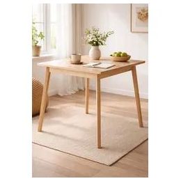 Esstisch HAMMEL FURNITURE "Esstisch Basic&ndash; ausziehbar, d&auml;nisches Design, mit Einlegeplatten", beige (naturfarben), B:90cm H:76cm T:90cm, Tischplatte: Eiche Melamin mit wei&szlig; pigmentierter Eichenkante (Mattlack), Gestell: Eiche massiv wei&szlig; pigmentiert, Tische, Esstisch, Flexibel erweiterbar 90&ndash;164 cm &ndash; stabil aus Massivholz
