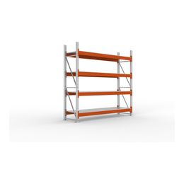 META Gro&szlig;fachregal MULTIPAL S 2700x2700x800 mm, Grundregal mit Stahlpaneelen, verzinkt / rotorange (20077534)