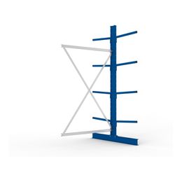 META Kragarmregal Anbau IPE120 doppelseitig 2500 x 1300 x 1200 mm Enzianblau + 8 Armen je St&auml;nder (4026212119633)