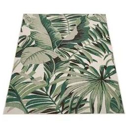 Teppich Paco Home "Ostende 551", gr&uuml;n, B:140cm H:4mm L:200cm, Polypropylen, Teppiche, Teppich, Flachgewebe, Motiv Palmenbl&auml;tter, In- und Outdoor geeignet