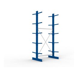 META Kragarmregal Grundregal IPE120 doppelseitig 3000 x 1300 x 800 mm Enzianblau + 10 Kragarmen je St&auml;nder (4026212276756)