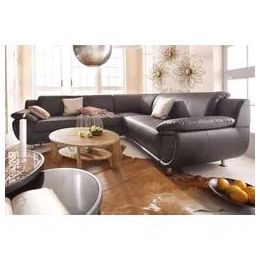 Ecksofa Trendmanufaktur "Rondo wahlweise mit Schlaffunktion, bequeme Armlehnen", braun, B:267cm H:85cm T:247cm, Microfaser PRIMABELLE (100% Polyester);Kunstleder SOFTLUX;Struktur (54% Polyacryl, 46% Polyester);NaturLEDER (echtes Rindsleder) in Sitz und R&uuml;cken, Korpus Kunstleder SOFTLUX, Sofas, Ecksofa, L-Form, wahlw.mit Federkern, F&uuml;&szlig;e chromfarben, Unser Dauertiefpreis