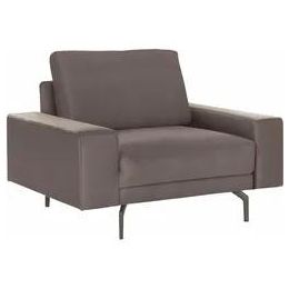 Sessel "CR.450, Designsessel, Loungesessel", beige (beigegrau 534, 26), B:120cm H:85cm T:95cm, NaturLEDER OSKAR (echtes Rindsleder);Flachgewebe VICTORIA (41% Polyacryl 38% Polyester 21% Baumwolle), CREATION BY ROLF BENZ, Sessel, Sessel, Armlehne breit niedrig, Alugussf&uuml;&szlig;e in umbragrau, Breite 120 cm