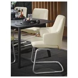 Polsterstuhl stressless "Laurel", beige (vanilla paloma, chrom matt), B:58cm H:92cm T:60cm, Leder PALOMA: PALOMA ist ein durchgef&auml;rbtes Semianilin-M&ouml;belleder mit nat&uuml;rlicher Narbung., St&uuml;hle, Polsterstuhl, Low Back mit Armlehne, Gr&ouml;&szlig;e L, mit Beinen aus Stahl in Chrom matt