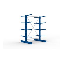 META Kragarmregal Grundregal IPE120 doppelseitig 2000 x 1300 x 1200 mm Enzianblau + 8 Kragarmen je St&auml;nder (4026212119473)