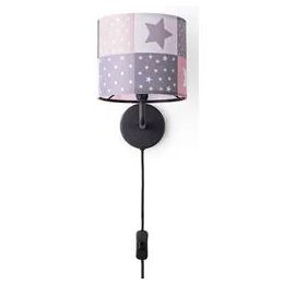 Paco Home Wandleuchte "Cosmo 345", schwarz, 1, &Oslash; 18cm H: 26,5cm, Leuchten, Kinderlampe Wandlampe Schalter &Oslash;...18cm Sterne Punkte Kabell&auml;nge 3m E14, Wandleuchte