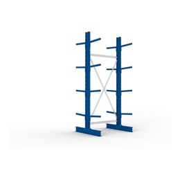 META Kragarmregal Grundregal IPE120 doppelseitig 2500 x 1000 x 800 mm Enzianblau + 8 Kragarmen je St&auml;nder (4026212119374)