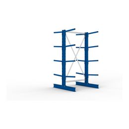 META Kragarmregal Grundregal IPE120 doppelseitig 2000 x 1000 x 1000 mm Enzianblau + 8 Kragarmen je St&auml;nder (75022)