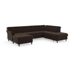 Sit & More Wohnlandschaft SIT & MORE "Marano U-Form", braun (espresso), B:304cm T:216cm, 98% Polyester, 2% Polyamid, Sofas, Wohnlandschaft, inklusive Kopfteilverstellung, wahlweise mit Bettfunktion, Bettkasten