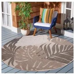 Teppich Sanat "Floral Outdoor", beige (natur), H:6mm &Oslash;:200cm, Kunstfaser, Teppiche, Teppich, In- und Outdoor geeignet, florales Design, Balkon, Terasse