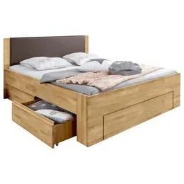 Stauraumbett OTTO HOME "Bernett", beige (kernbuche), H:87cm L:206cm, Betten, Stauraumbett, aus massiver Buche, mit Stauraumschubladen