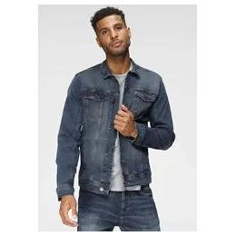 Jeansjacke Blend "BHNARIL", Herren, Gr. L, blau (denim dunkelblau), Denim/Jeans, Obermaterial: 99% Baumwolle, 1% Elasthan, Abriebeffekte, schmal normal, 1-Knopf-Manschette, Jacken Jeansjacke, washed