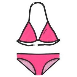 Triangel-Bikini Bench., M&auml;dchen, Gr. 158/164, N-Gr, pink (pink, schwarz), Polyamid, Colorblocking, unifarben mit Farbeinsatz, Bikini-Sets Triangel-Bikini, mit Logoprint an Top und Hose