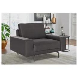 Sessel "CR.450, Designsessel, Loungesessel", braun (graubraun 534, 49), B:120cm H:85cm T:95cm, NaturLEDER OSKAR (echtes Rindsleder);Flachgewebe VICTORIA (41% Polyacryl 38% Polyester 21% Baumwolle), CREATION BY ROLF BENZ, Sessel, Sessel, Armlehne breit niedrig, Alugussf&uuml;&szlig;e in umbragrau, Breite 120 cm