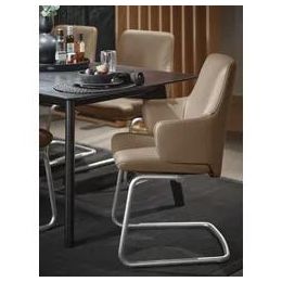 Polsterstuhl stressless "Laurel", braun (latte batick, chrom matt), B:58cm H:92cm T:60cm, Leder BATICK: BATICK ist ein leicht korrigiertes, durchgef&auml;rbtes und genarbtes M&ouml;belleder, bei dem die meisten Unebenheiten und Spuren in der Regel entfernt wurden., St&uuml;hle, Polsterstuhl, Low Back mit Armlehne, Gr&ouml;&szlig;e L, mit Beinen aus Stahl in Chrom matt