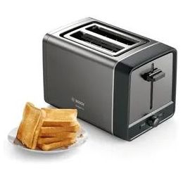 Bosch Toaster "DesignLine TAT4P425DE, integrierter Edelstahl-Br&ouml;tchenaufsatz", grau (grau, schwarz), B:30cm H:19,5cm T:17cm, Toaster, Abschaltautomatik, Auftaufunktion, Liftfunktion, Breit, grau