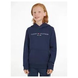 Kapuzensweatshirt Tommy Hilfiger "ESSENTIAL HOODIE", Jungen, Gr. 5/110, blau (marine), Obermaterial: 100% Baumwolle, bestickt, Basic schmal, Rippb&uuml;ndchen, Sweatshirts, Kinder Kids Junior MiniMe,f&uuml;r Jungen und M&auml;dchen