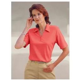 Poloshirt Classic Basics "Shirt", Damen, Gr. 42, rot (korallenrot), 60% Baumwolle, 40% Polyester, unifarben, V-Ausschnitt, Shirts