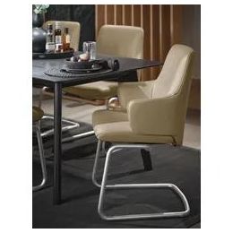 Polsterstuhl stressless "Laurel", beige (sand paloma, chrom matt), B:58cm H:92cm T:60cm, Leder PALOMA: PALOMA ist ein durchgef&auml;rbtes Semianilin-M&ouml;belleder mit nat&uuml;rlicher Narbung., St&uuml;hle, Polsterstuhl, Low Back mit Armlehne, Gr&ouml;&szlig;e L, mit Beinen aus Stahl in Chrom matt