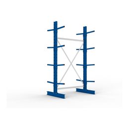 META Kragarmregal Grundregal IPE120 doppelseitig 2500 x 1300 x 800 mm Enzianblau + 8 Kragarmen je St&auml;nder (4026212119589)