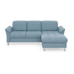 Sit & More Ecksofa SIT & MORE "Maggiore L-Form", blau (hellblau), B:258cm T:173cm, 98% Polyester, 2% Polyamid, Sofas, Ecksofa, wahlweise mit Kopfteilverstellung, Bettfunktion und Bettkasten
