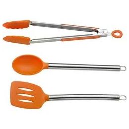 Pinti Inox Kochbesteck-Set PINTINOX "Pinti Silicone Orange", orange (edelstahlfarben, orange), Silikon, Kochbesteck-Sets, (Servierl&ouml;ffel, Bratenwender, Zange), Edelstahl/Silikon