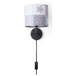 Paco Home Wandleuchte "Cosmo 345", schwarz, 1, &Oslash; 18cm H: 26,5cm, Leuchten, Kinderlampe Wandlampe Schalter &Oslash;...18cm Sterne Punkte Kabell&auml;nge 3m E14, Wandleuchte