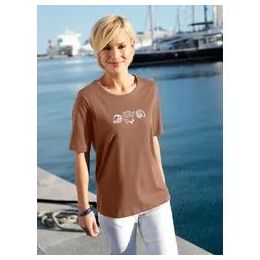 Kurzarmshirt Casual Looks "Shirt", Damen, Gr. 42, braun, 100% Baumwolle, bedruckt, gemustert, unifarben, Rundhals, Shirts
