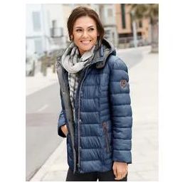 Steppjacke Casual Looks, Damen, Gr. 38, blau (jeansblau), 100% Polyester, gemustert, mehrfarbig, unifarben, figurumspielend, Jacken Steppjacke