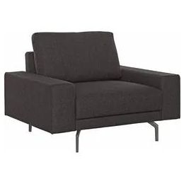 Sessel "CR.450, Designsessel, Loungesessel", braun (schwarzbraun 064, 49), B:120cm H:85cm T:95cm, NaturLEDER OSKAR (echtes Rindsleder);Flachgewebe VICTORIA (41% Polyacryl 38% Polyester 21% Baumwolle), CREATION BY ROLF BENZ, Sessel, Sessel, Armlehne breit niedrig, Alugussf&uuml;&szlig;e in umbragrau, Breite 120 cm