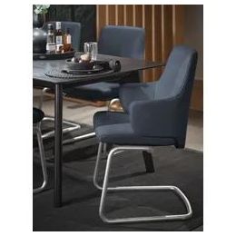 Polsterstuhl stressless "Laurel", blau (blau dinamica, chrom matt), B:58cm H:92cm T:60cm, Microfaser DINAMICA (88% Polyester, 12% Polyurethan), St&uuml;hle, Polsterstuhl, Low Back mit Armlehne, Gr&ouml;&szlig;e L, mit Beinen aus Stahl in Chrom matt