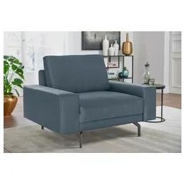 Sessel "CR.450, Designsessel, Loungesessel", blau (blaugrau 534, 73), B:120cm H:85cm T:95cm, NaturLEDER OSKAR (echtes Rindsleder);Flachgewebe VICTORIA (41% Polyacryl 38% Polyester 21% Baumwolle), CREATION BY ROLF BENZ, Sessel, Sessel, Armlehne breit niedrig, Alugussf&uuml;&szlig;e in umbragrau, Breite 120 cm