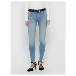 Ankle-Jeans Only "ONLBLUSH MID SK AK RAW REA1467", Damen, Gr. S (36), L&auml;nge 30, blau (light blau denim), Denim/Jeans, Obermaterial: 92% Baumwolle, 6% Elastomultiester, 2% Elasthan, Abriebeffekte, Jeans
