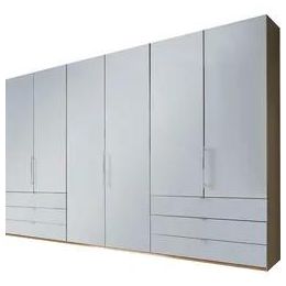 Faltt&uuml;renschrank Wiemann "Loft, Kleiderschrank, Schrank, W&auml;scheschrank, mit Glasfront", beige (bianco, eiche, nachbildung, wei&szlig; glas), B:300cm H:216cm T:58cm, Schr&auml;nke, inkl. gep&auml;mpften Schubk&auml;sten und T&uuml;ren, mit Panorama&ouml;ffnung