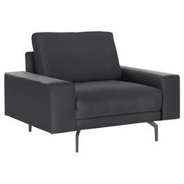 Sessel "CR.450, Designsessel, Loungesessel", schwarz (signalschwarz 534, 58), B:120cm H:85cm T:95cm, NaturLEDER OSKAR (echtes Rindsleder);Flachgewebe VICTORIA (41% Polyacryl 38% Polyester 21% Baumwolle), CREATION BY ROLF BENZ, Sessel, Sessel, Armlehne breit niedrig, Alugussf&uuml;&szlig;e in umbragrau, Breite 120 cm