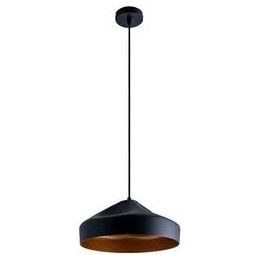 Paco Home Pendelleuchte "HURLEY T", schwarz, 1, &Oslash; 36cm H: 18cm, Leuchten, H&auml;ngelampe Esszimmer K&uuml;chenlampe H&auml;ngend Esstischlampe Innen Gold, Pendelleuchte