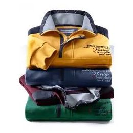 Poloshirt Marco Donati "Langarm-Shirt", Herren, Gr. 64/66, gelb (curry), 100% Baumwolle, unifarben, ohne Ausschnitt, Shirts