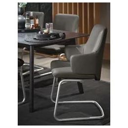 Polsterstuhl stressless "Laurel", grau (metal grau paloma, chrom matt), B:58cm H:92cm T:60cm, Leder PALOMA: PALOMA ist ein durchgef&auml;rbtes Semianilin-M&ouml;belleder mit nat&uuml;rlicher Narbung., St&uuml;hle, Polsterstuhl, Low Back mit Armlehne, Gr&ouml;&szlig;e L, mit Beinen aus Stahl in Chrom matt