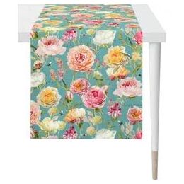Tischl&auml;ufer Apelt "7701 SUMMERTIME, Sommerdeko, Sommer", bunt (petrol, rosa, bunt), B:48cm L:140cm, Baumwolle, Polyester, Tischdecken, Digitaldruck