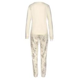 Pyjama Vivance DREAMS, Damen, Gr. 52/54, beige, Single Jersey, Obermaterial: 100% Baumwolle, gebl&uuml;mt, Basic, bequem lang, Rundhals, Rippb&uuml;ndchen, Homewear-Sets Pyjama, mit feinem Blumenprint