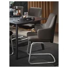 Polsterstuhl stressless "Laurel", braun (braun batick, chrom matt), B:58cm H:92cm T:60cm, Leder BATICK: BATICK ist ein leicht korrigiertes, durchgef&auml;rbtes und genarbtes M&ouml;belleder, bei dem die meisten Unebenheiten und Spuren in der Regel entfernt wurden., St&uuml;hle, Polsterstuhl, Low Back mit Armlehne, Gr&ouml;&szlig;e L, mit Beinen aus Stahl in Chrom matt